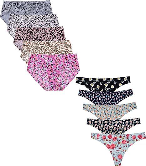 Amazon.com: voenxe 5-Pack Seamless Women Underwear Thongs and 5-Pack ...