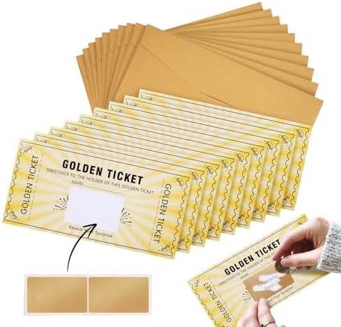 6 Pieces Golden Ticket Scratch-off Cards with Envelopes, Scratch ...