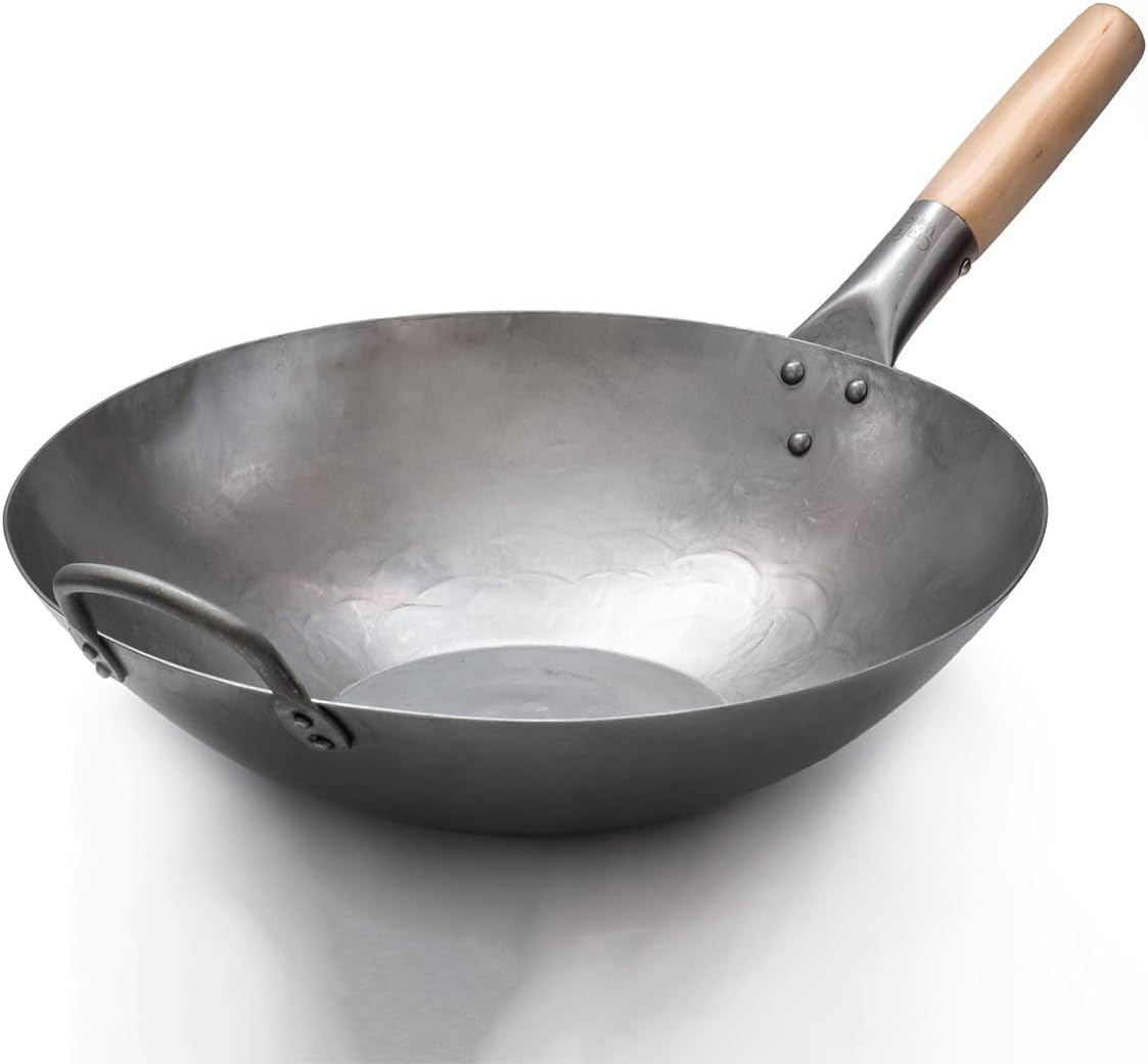 36cm NonStick Carbon Steel Wok Frying Pan for Induction & Gas Stoves ...