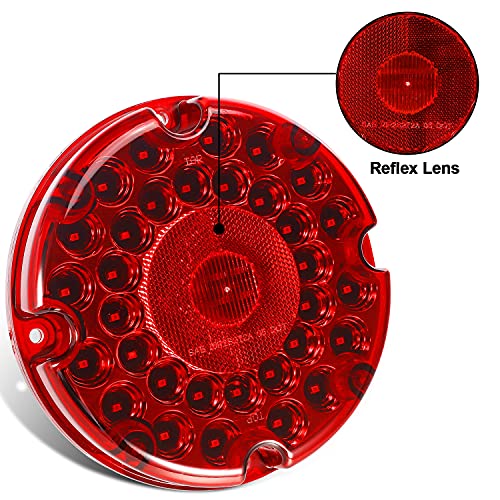 Partsam Lot de 2 feux arrière ronds rouges de 17,8 cm avec 36 LED ...
