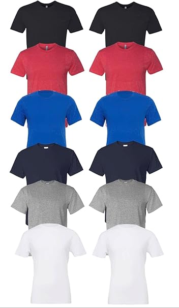 EVERYDAY TEES Men's Heavy Cotton Tee (Pack of 12), Assorted Mixed Color ...