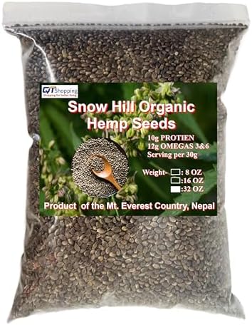 Amazon.com: Organic Raw Hemp Seeds, 32 Oz, 10g Plant Protein & 12g ...