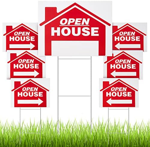 Amazon.com : Large OPEN HOUSE Sign Kit with Tall Stands - Yard Sign ...
