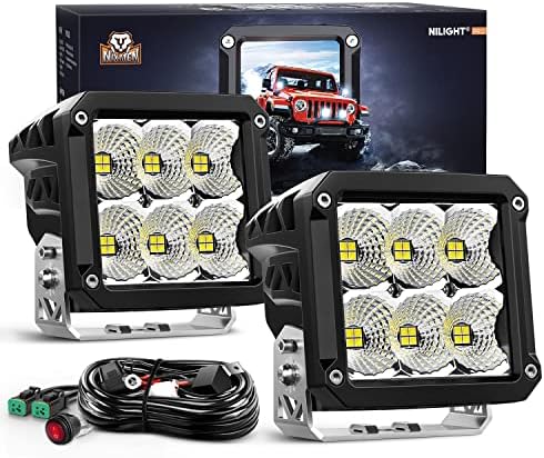 Amazon.com: Nilight 2PCS 4Inch Led Pods Square 3370LM Built-in EMC Work ...