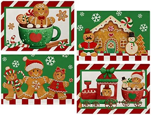 Amazon.com: Seliem Christmas Gingerbread Man Cooky House Placemats Set ...
