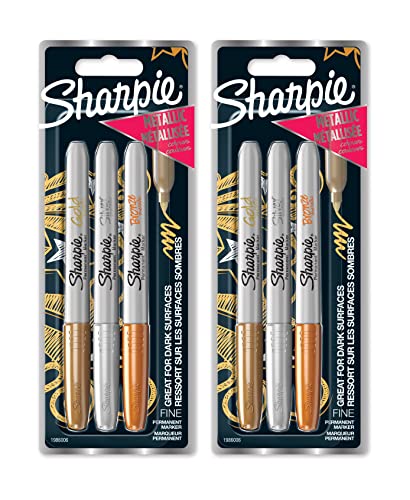 Sharpie Metallic Permanent Marker Pens – Fine Point – Pack of 6 ...