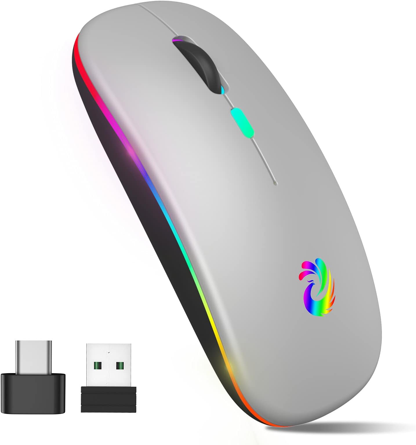 Amazon.com: Uiosmuph LED Wireless Mouse, G12 Slim Rechargeable Silent ...