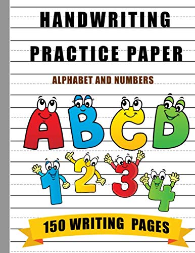 Handwriting Practice Paper Alphabet and Numbers: Handwriting Plain ...