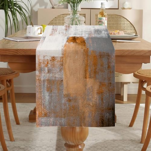 LOZULO Orange Vintage Rustic Table Runner - 40cm Wide x 140cm Long ...