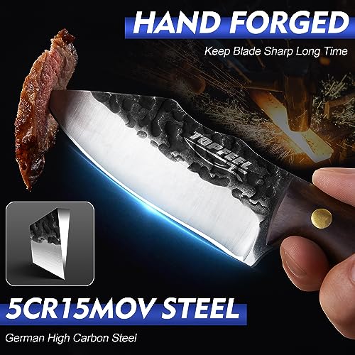 Topfeel 3PCS Viking Knife Set with Sheath Hand Forged Boning Knife ...
