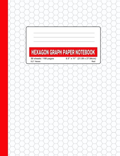 Hexagon Graph Paper Notebook – 0.2” Hexes (Red-100): 100 Pages Small ...