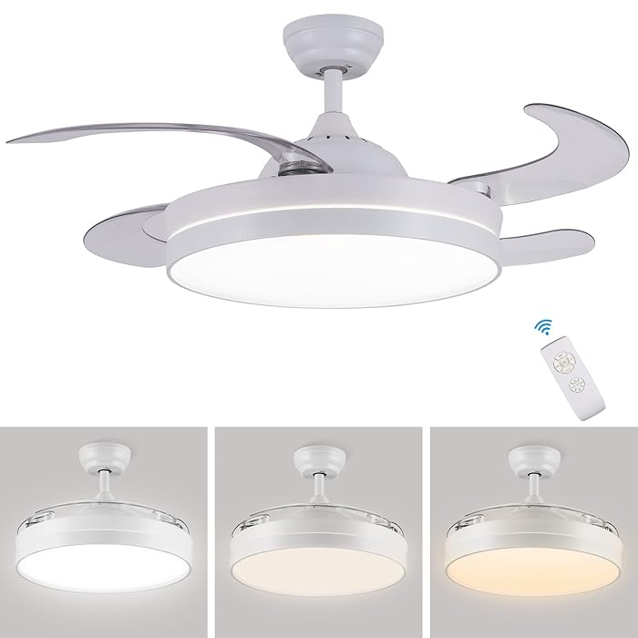 Buy CJOY Ceiling Fans with Lights, 42'' Ceiling Fan Retractable Blades ...