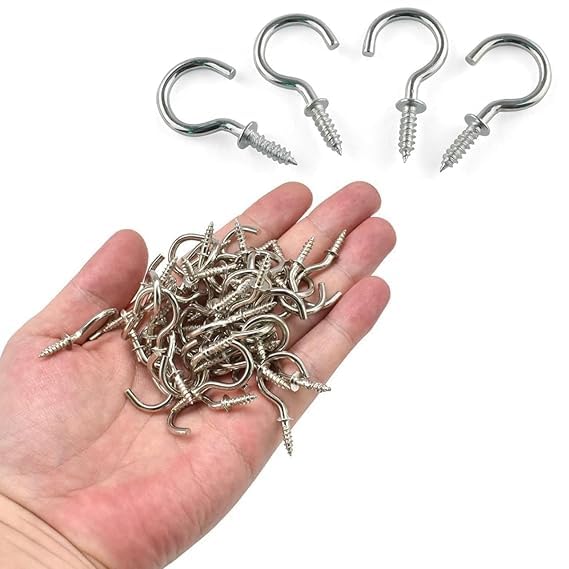 SS J Hook, SS Cup Hook Screw 19mm, Curved Design, SS Finish, Perfect ...