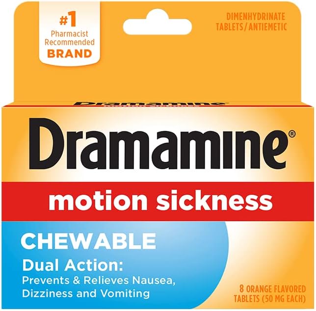 Amazon.com: Dramamine Alivio masticable del mareo, 8 tabletas cada uno ...