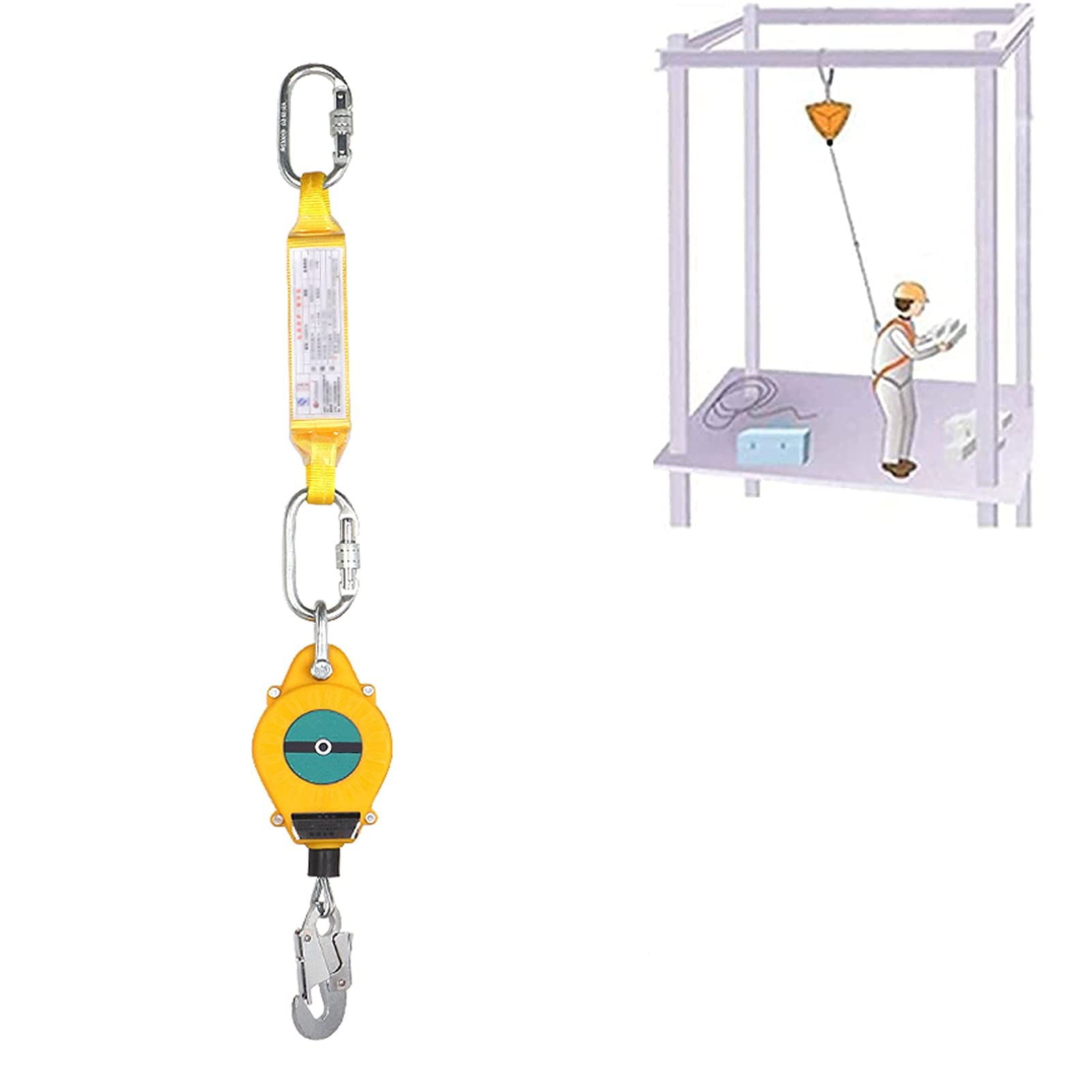 Buy XJZKA Self Retracting Lifeline Safety Lanyard Fall Protection,High ...