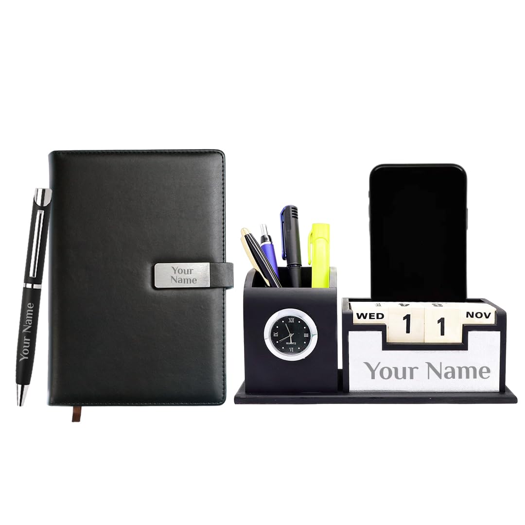 Buy Giftana Personalized Desk Organizer with Diary Pen Set with Name ...
