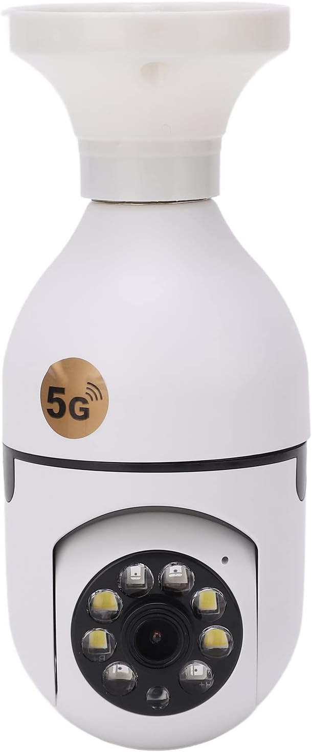 Câmera de lâmpada sem fio, 1080P 5G 2.4GHz WiFi Câmera 360° Panorâmica ...