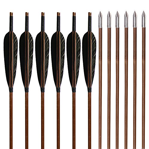 Huntingdoor 6Pcs Archery Handmade Bamboo Arrows Traditional Wooden ...