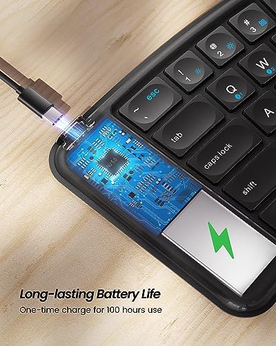 Nulea RT06 Business Series Leather Bluetooth Foldable Keyboard, Folding ...