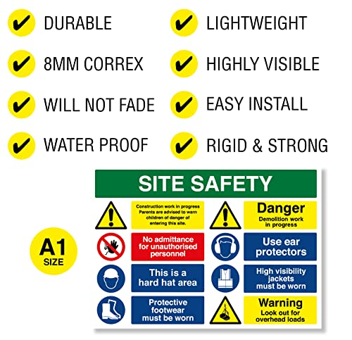 Site Safety Sign – 1 x A1 Safety Signs – A1 Extra Large 841mm x 594mm ...
