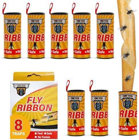 Amazon.com : 10 Fly Strips Indoor Sticky Hanging with Pins. Fly Trap ...