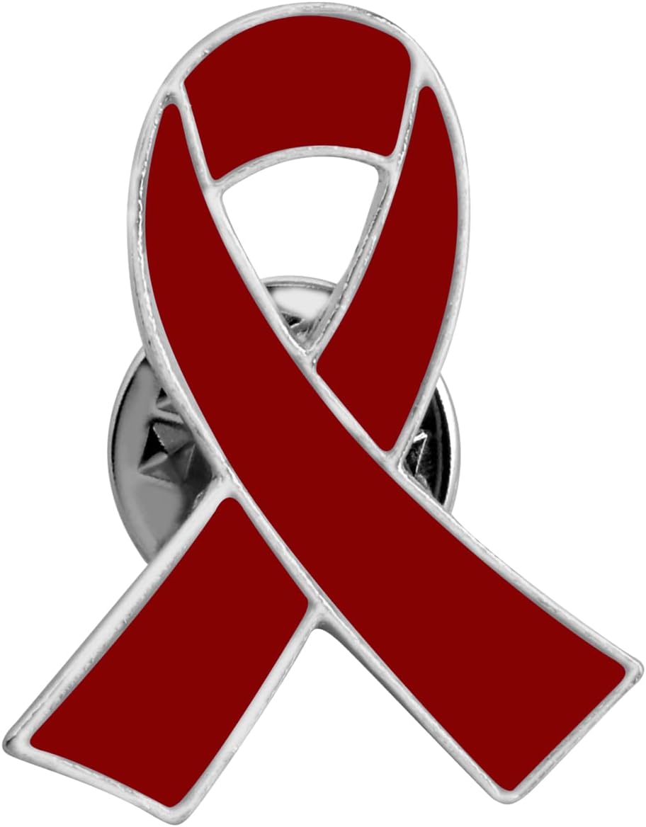 Amazon.com: POTIY Red Ribbon Lapel Pins Burgundy Ribbon Pins for ...