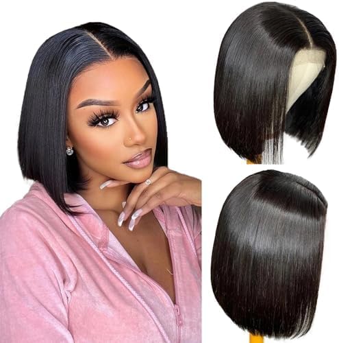 Amazon.com : LYBYL 16 Inch Bob Wig Human Hair 13x4 HD Lace Front Wigs ...