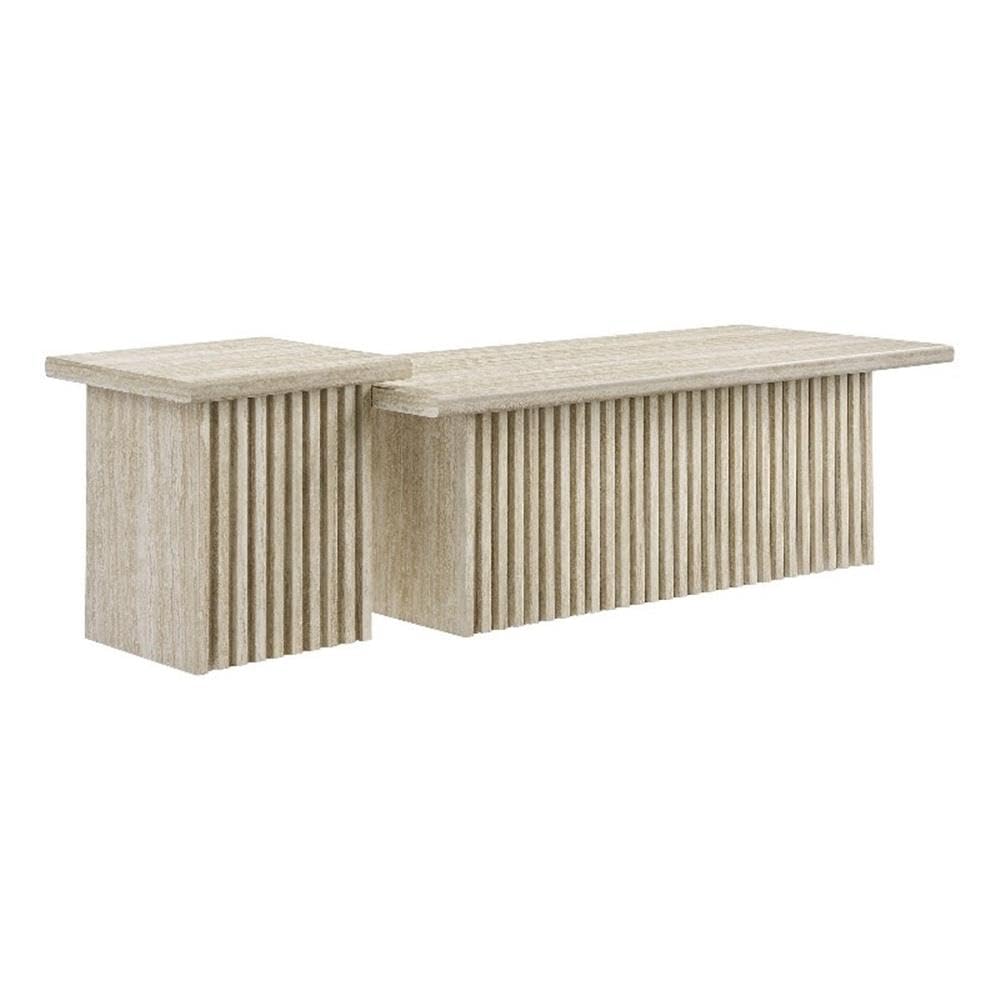 Amazon.com: Modway Render Faux Travertine Slatted Nesting Coffee Table ...