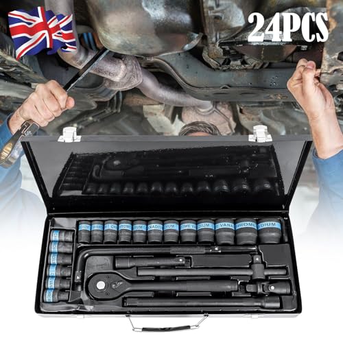 Youyijia Socket Wrench Set 1/2 inch Ratchet Socket Set 8-32 mm Nuts Tool Set Universal Drive ...