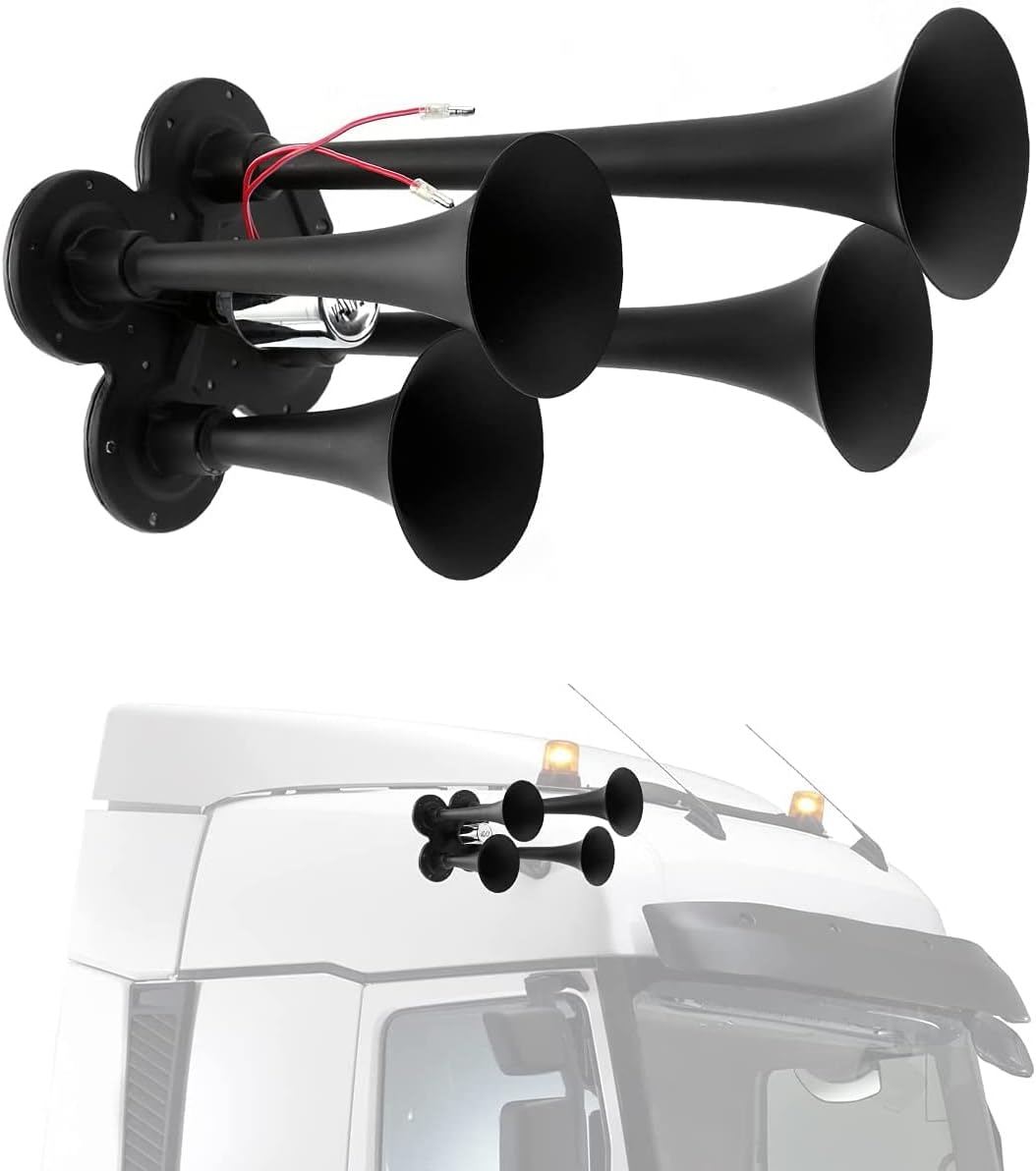Amazon.com: DriSentri Train Horns Kit, 4 Trumpet Air Horn Kit, 12V ...