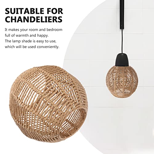 MAGICLULU Rattan Lampshade Small Round Lamp Shade Rattan Woven Pendant ...