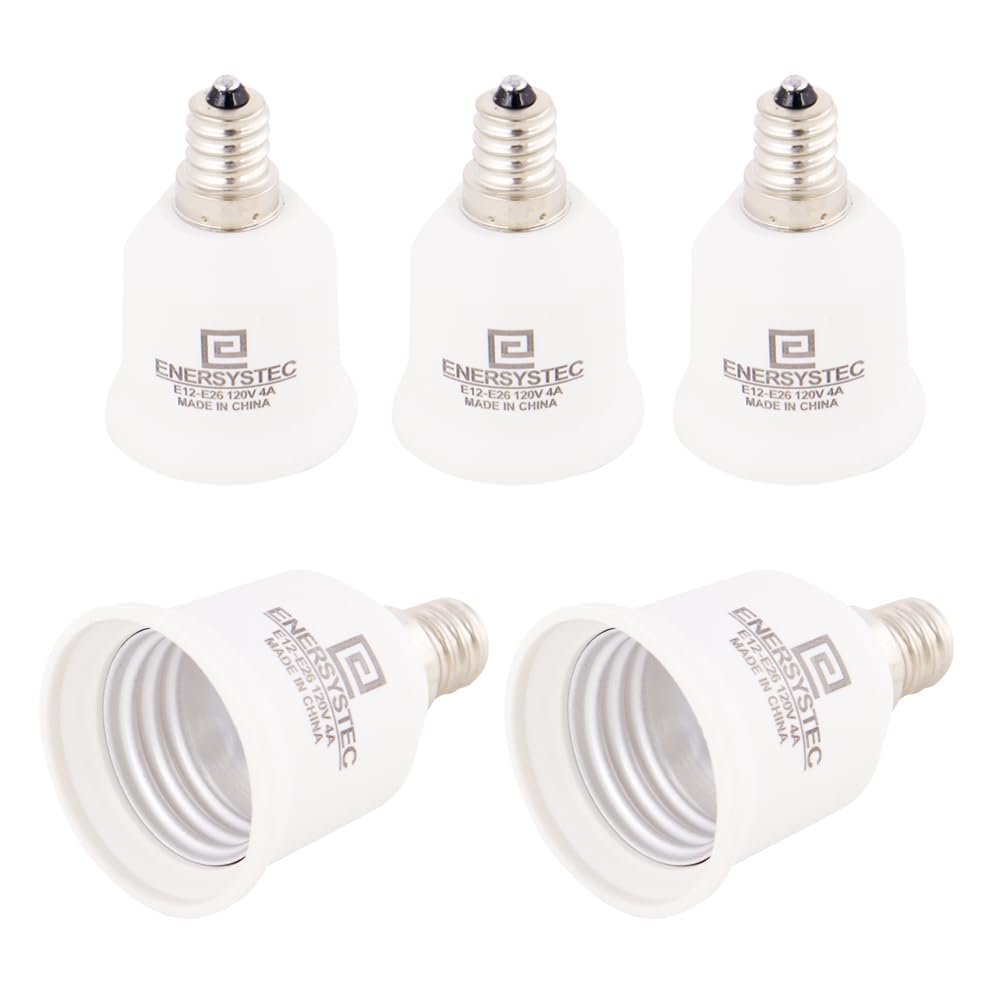 E ENERSYSTEC Candle Light to Regular E26 Light Bulb Adapter Chandelier ...