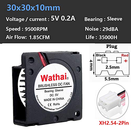 Snapklik.com : 2 Pack 30mm X 10mm 5V Small DC Brushless Cooling Blower Fan