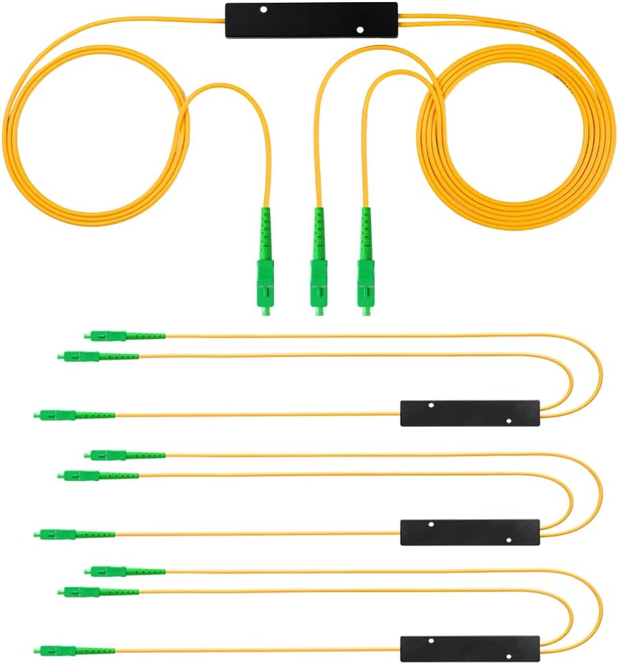 4PCS Fiber Optic Cable Splitter with 1 to 2 Distribution Channel 50:50 ...