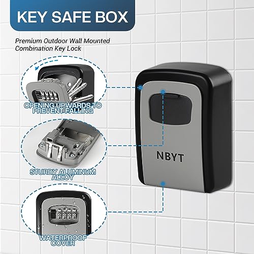 NBYT Portable Combination Lock keybox, Wall Mount,For House Keys Key ...
