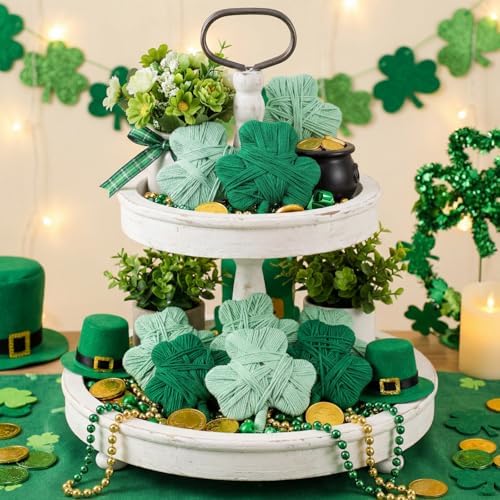 Amazon.com: Chunm 12 Pcs St. Patrick 's Day Decorations Yarn Shamrock ...
