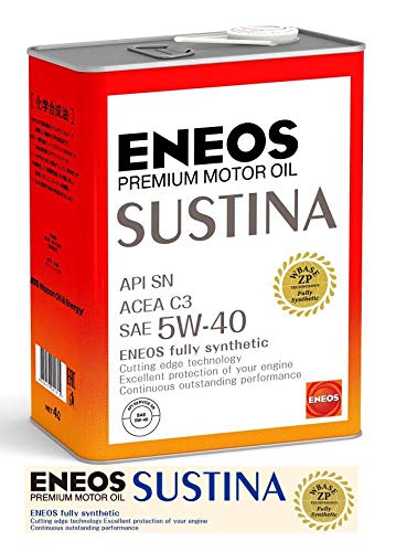 Eneos Sustina 5W-40 API SN ACEA C3 Fully Synthetic Auto Oil for Car (4L ...