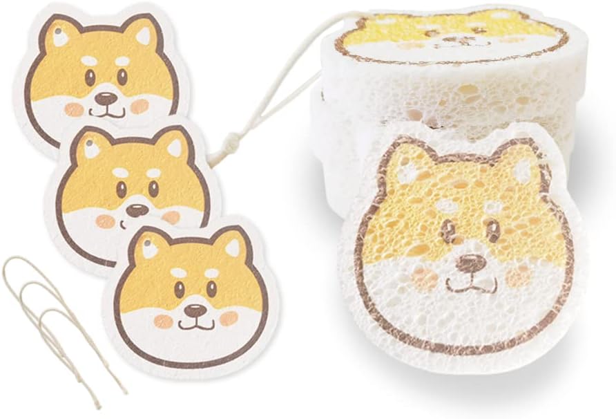 Amazon.com: Kitchen Sponge Cute Dog Sponge Three-Layer Dog Cleaning ...