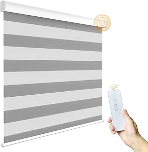 Amazon.com: FS KEEWO Motorized Zebra Blinds with Remote Blackout Cordless Zebra Shade Smart Home ...