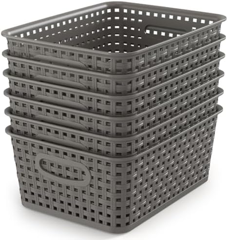 Amazon.com: Tstorage Plastic Storage Baskets, Grey, 4 Packs : Home ...
