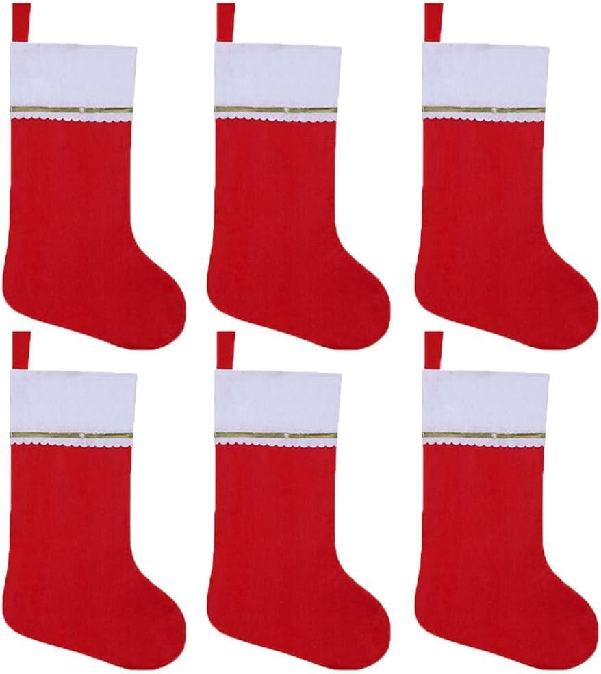 Amazon.com: Thsinde Red Felt Christmas Stockings, 6 Pcs 8.3" Party ...