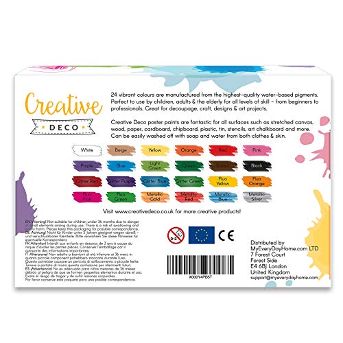 Creative Deco Wasbare Poster-Verf Set voor Kinderen | 24 potten x 20 ml ...