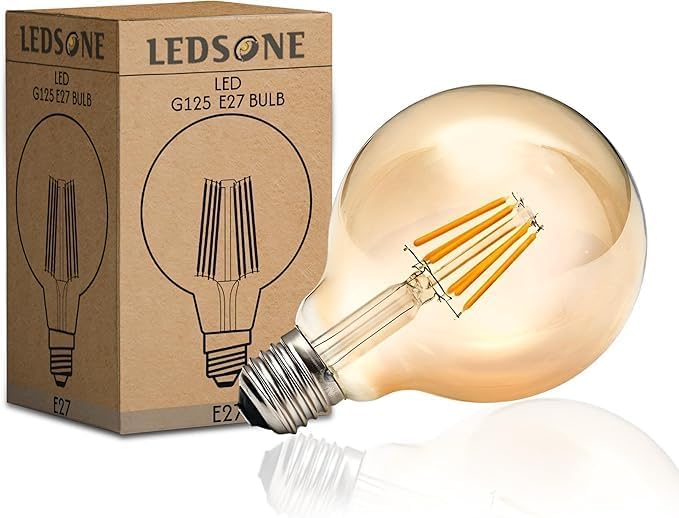 LEDSone Vintage E27 LED Bulb,Edison G125 8W Dimmable Bulb, LED Filament ...