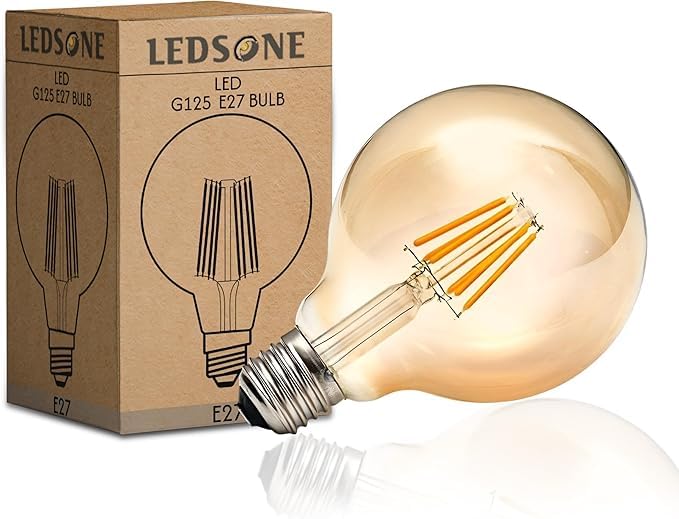 LEDSone G125 Globe E27 Screw Vintage LED Light Bulbs 8W G125 Edison ...