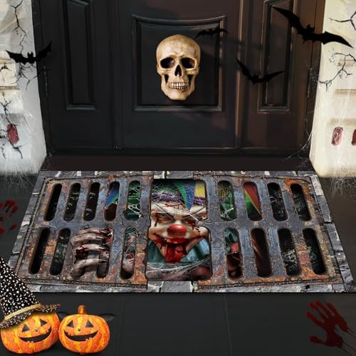 Amazon.com: bobosufit Halloween Mat Clown Sewer 3D Illusion Outdoor Rug ...