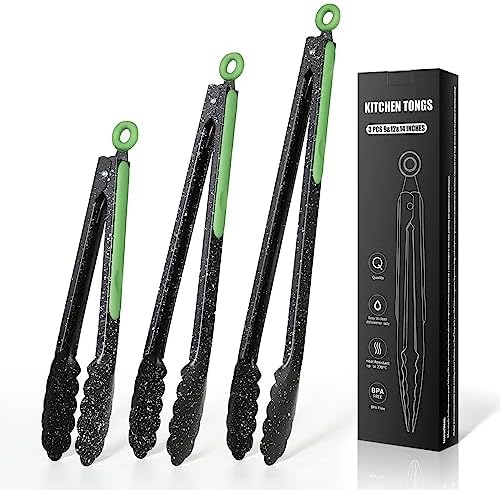 Amazon.com: SunyJone Stainless Steel Cooking tongs 600℉ Heat Resistant ...