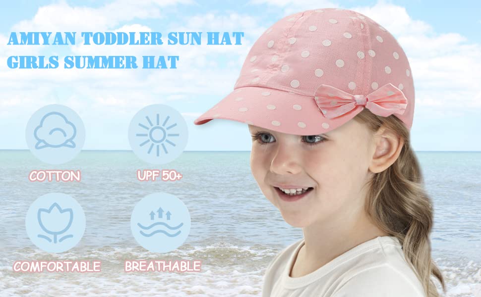Buy Goodkids Toddler Sun Hat Girls Summer Hat Cap UV Protection Dot ...
