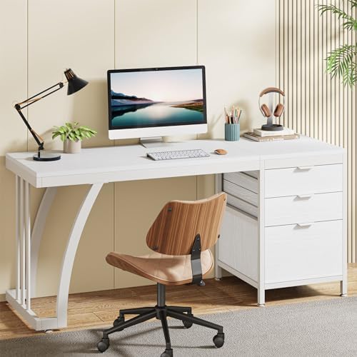 Amazon.com: Tribesigns Computer Desk with 3 Drawers, 59-Inch PC Desk ...