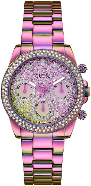 Amazon.com: Guess Women's 38mm Watch - Iridescent Bracelet Iridescent ...