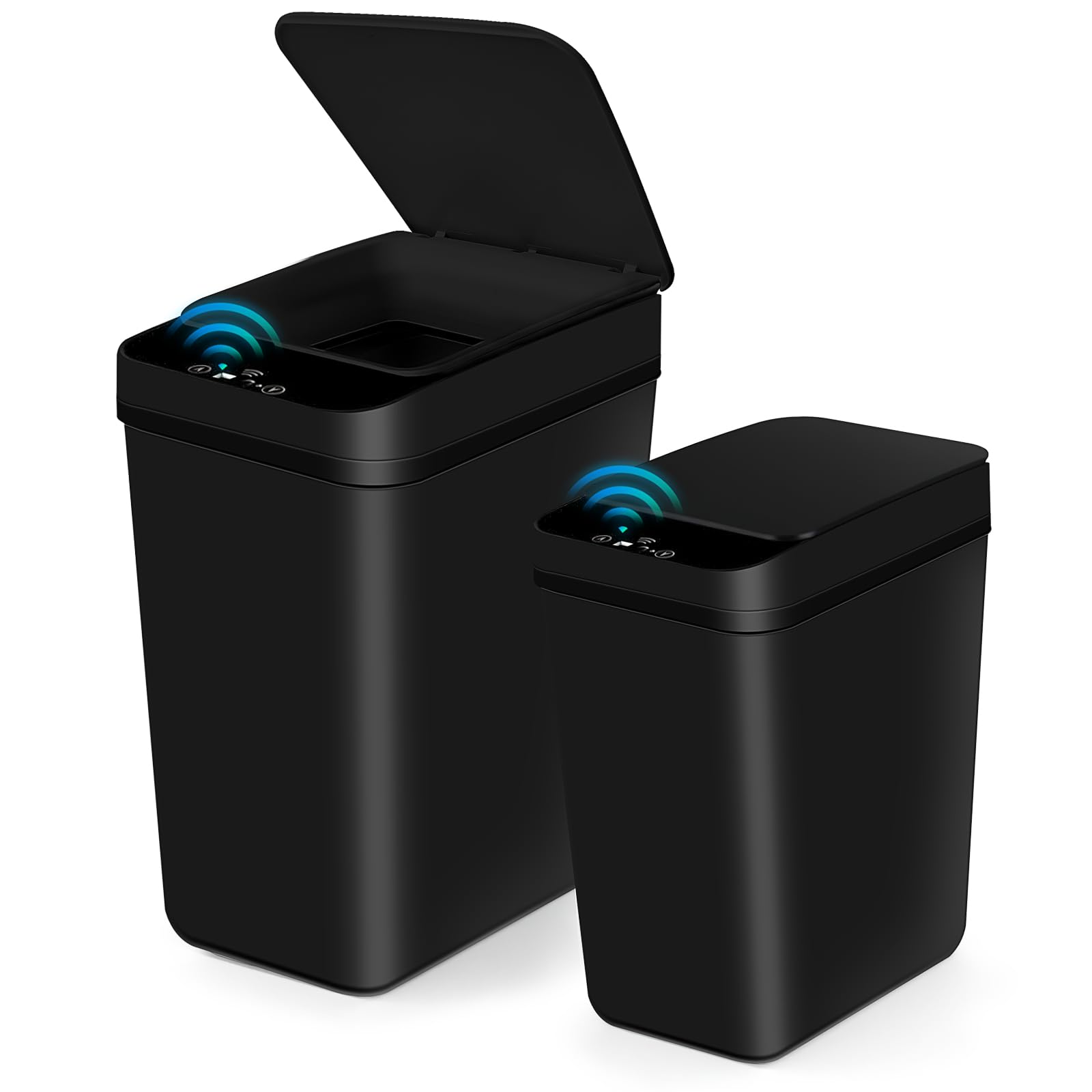 2 Pack Touchless Garbage Cans, 4.7 & 3 Gallon Motion Sensor Smart Trash ...